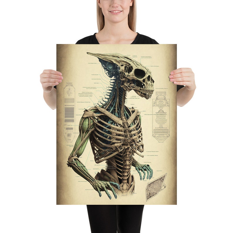 Vintage Alien Anatomy Diagram Goth Decor, Home Decor, Art Poster Print ...