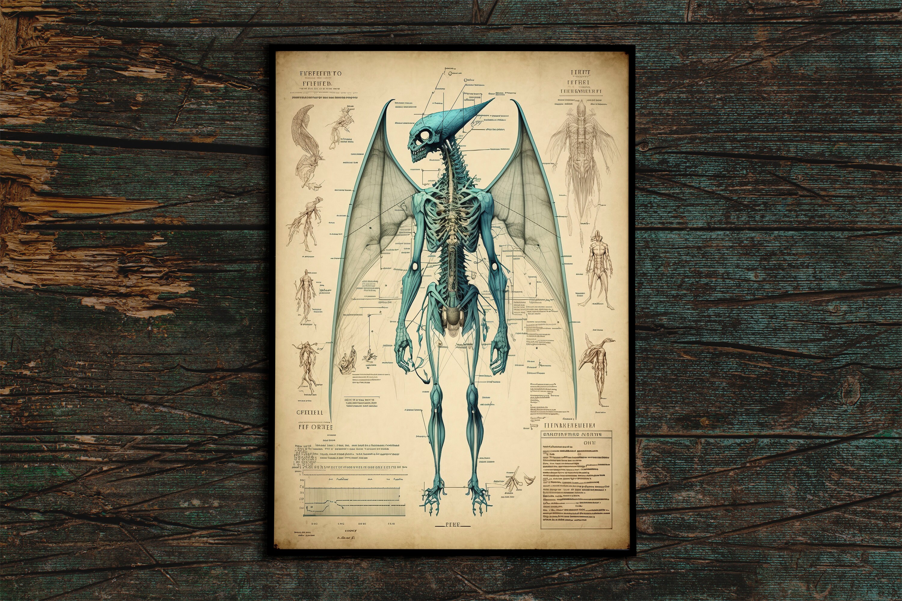 Vintage Alien Anatomy Diagram Goth Decor, Home Decor, Art Poster Print ...