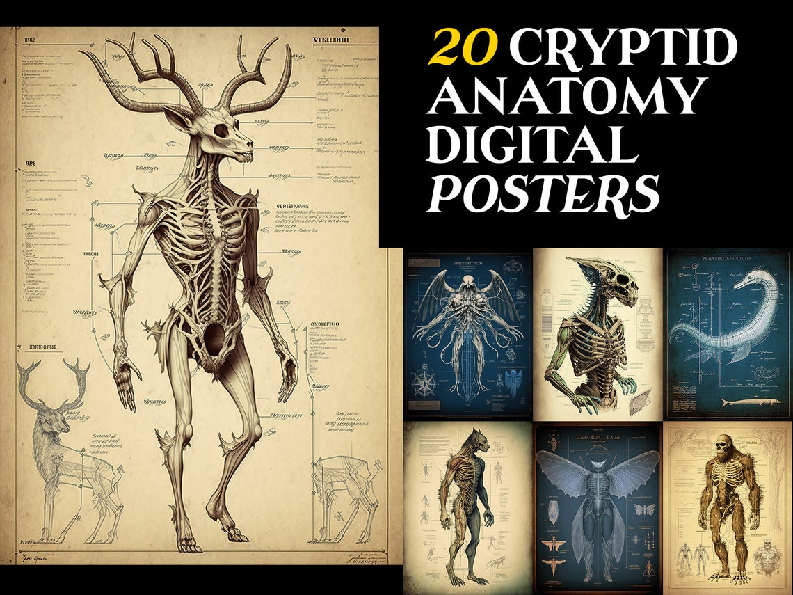 20 Cryptid ANATOMY Posters Digital Download Mothman - Etsy Australia