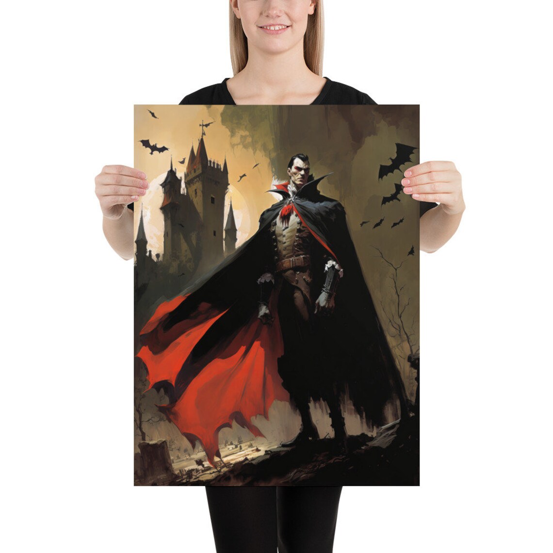 Dracula Comic Poster Count Dracula Painting - Etsy