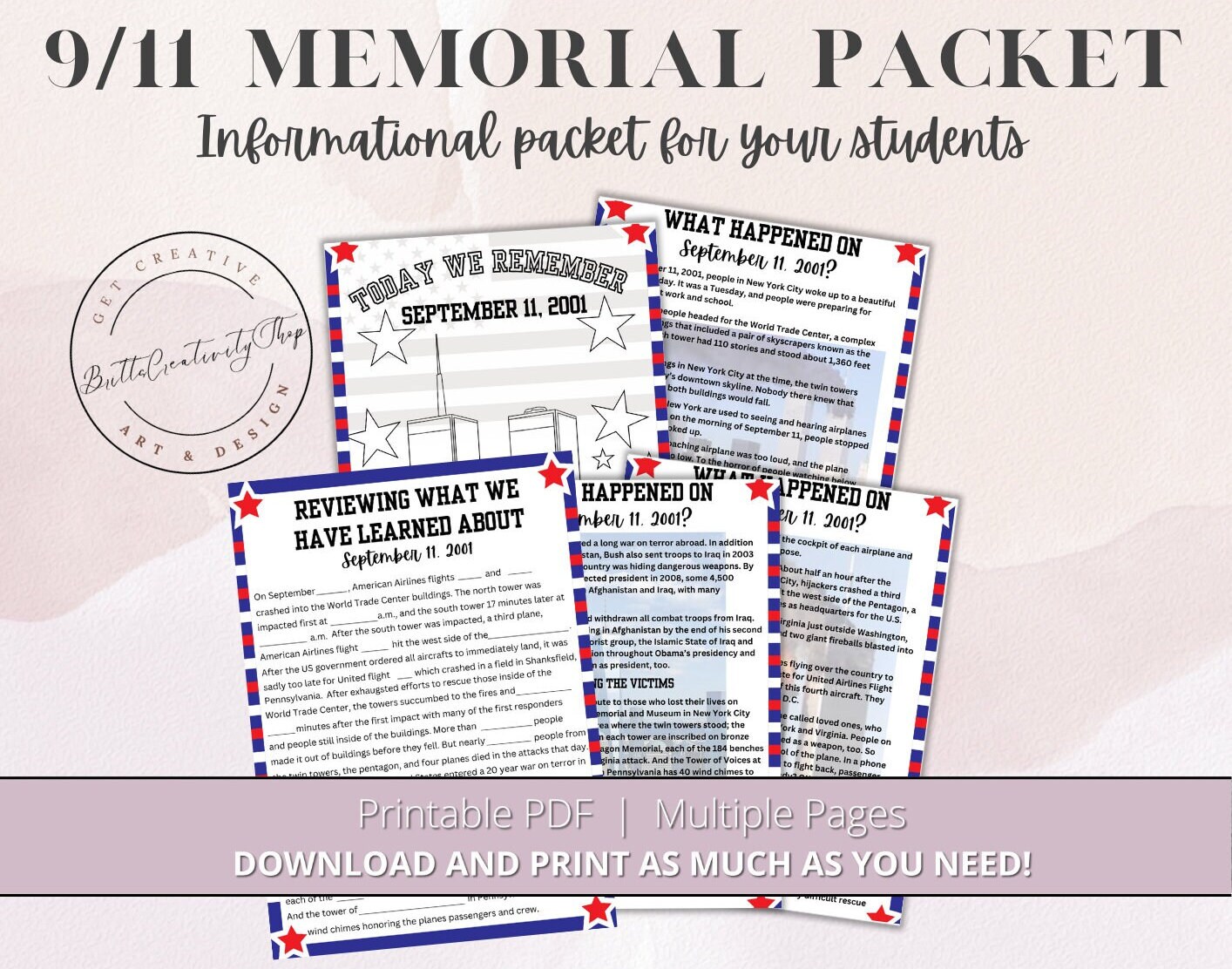 9/11 MEMORIAL PACKET for Kids, Digital Download, Writing Prompt for ...