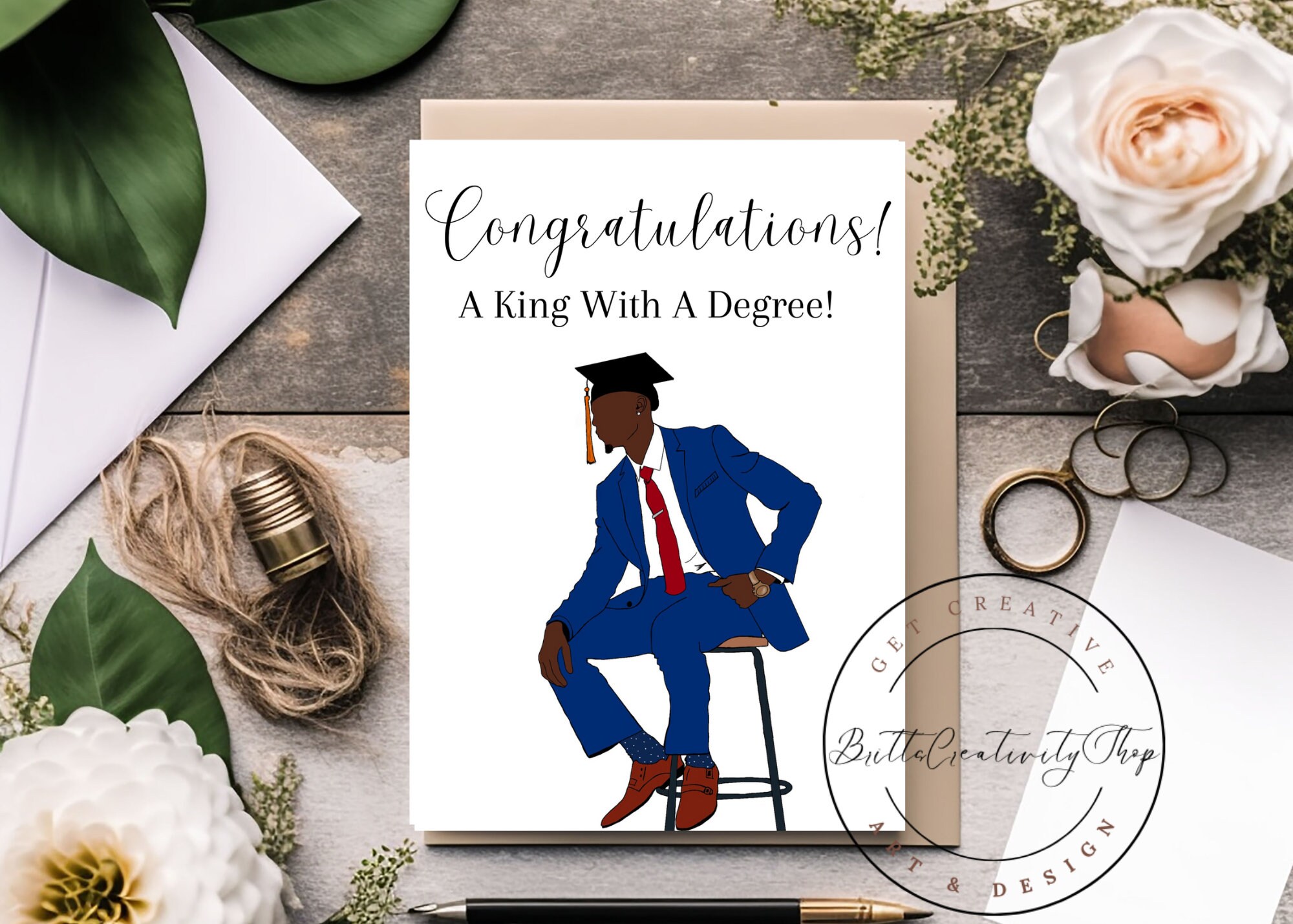 Black Man Graduation Card | Black Man Graduate Card | Congratulations ...
