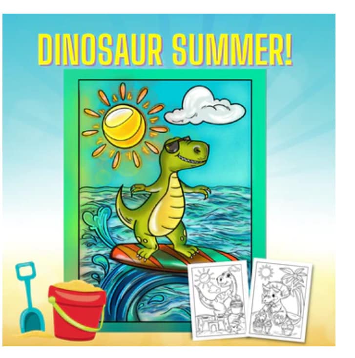 It's a Dinosaur Summer Coloring Pages - Etsy