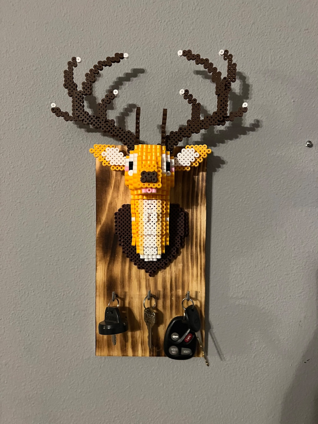 Cool Perler Bead Deer Mount Key Holder for Keys, Keychains, and Any of ...