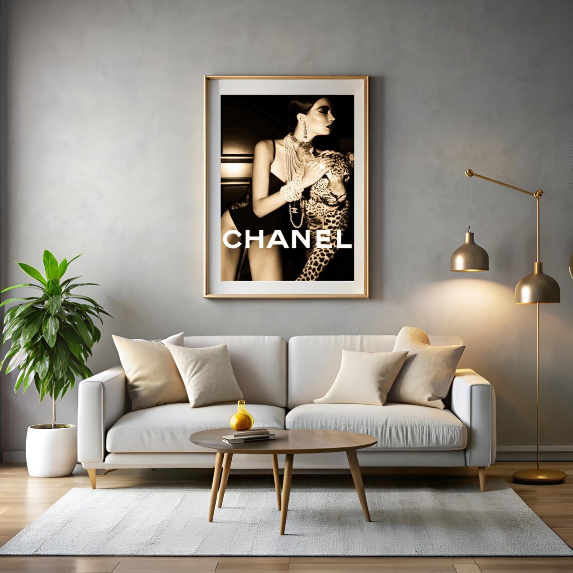 Woman and Leopard, Vintage Wall Art, Woman and Cheetah Poster, Room ...