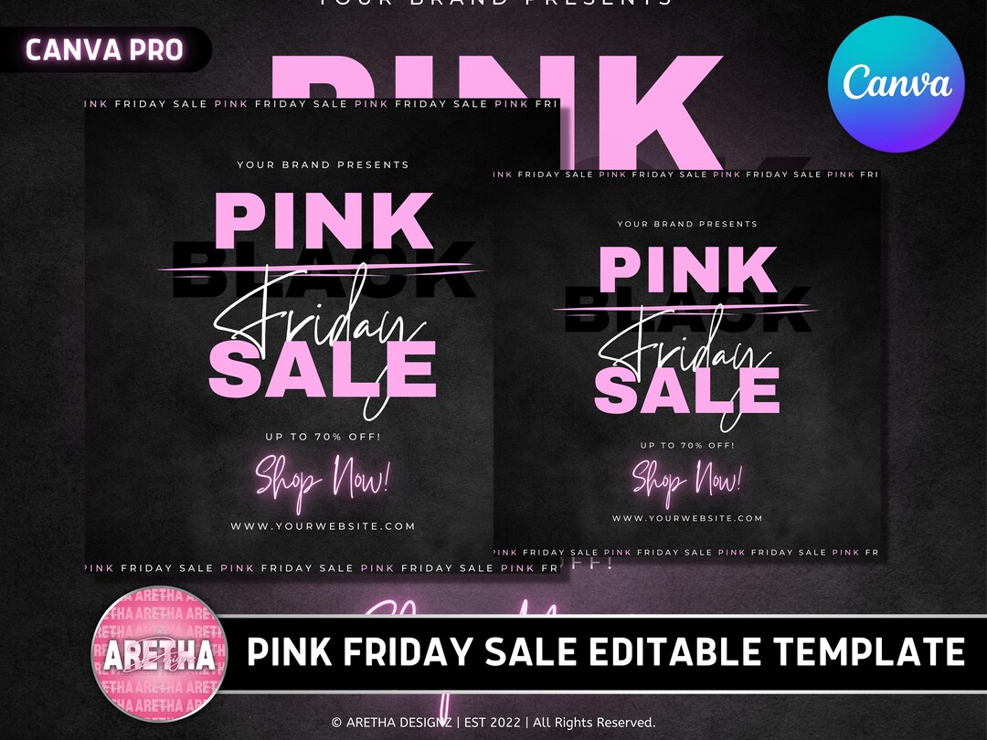 Editable Pink Friday Sale Flyer, Social Media Flyer, Black Friday E ...