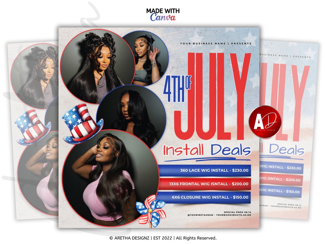 July Booking Flyer 4th of July Flyer, July Install Deals, Braid, Lash ...