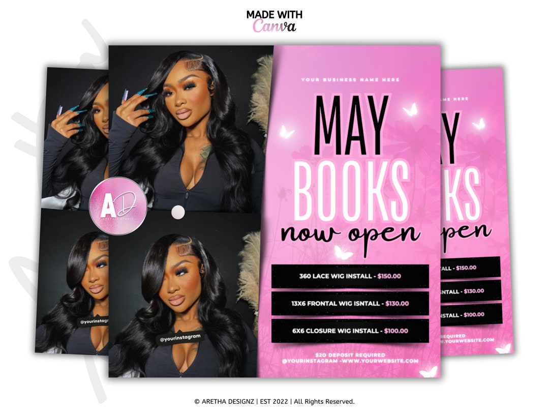 Editable May Booking Flyer May Hair Flyer, Spring Hair Deals, Beauty ...
