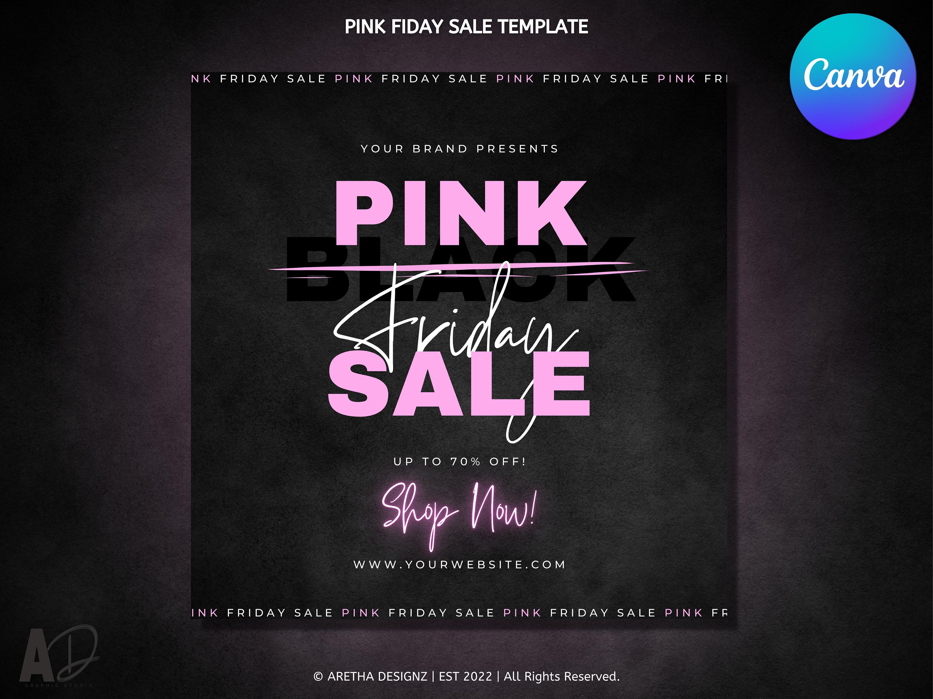 Editable Pink Friday Sale Flyer, Social Media Flyer, Black Friday E ...