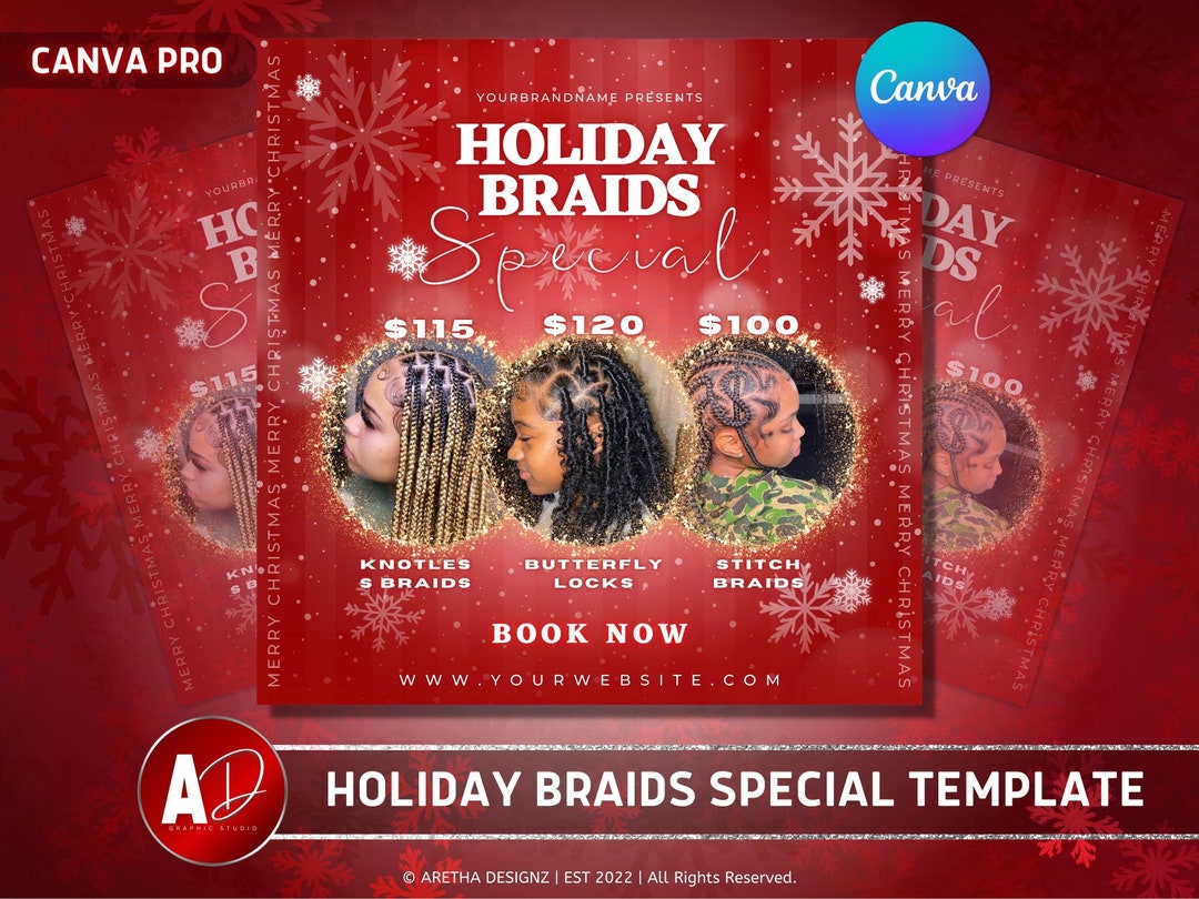Holiday Season Braids Flyer Hair Stylist Flyer Hair Flyer - Etsy