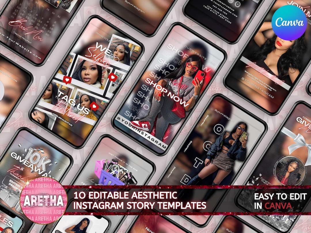 10 Editable Instagram Story Bundle, Aesthetic IG Story Templates ...