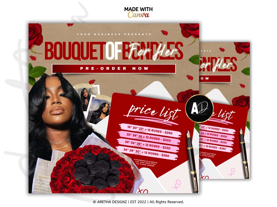 Bouquet of Bundles Price List Template Valentines Day Hair Specials ...
