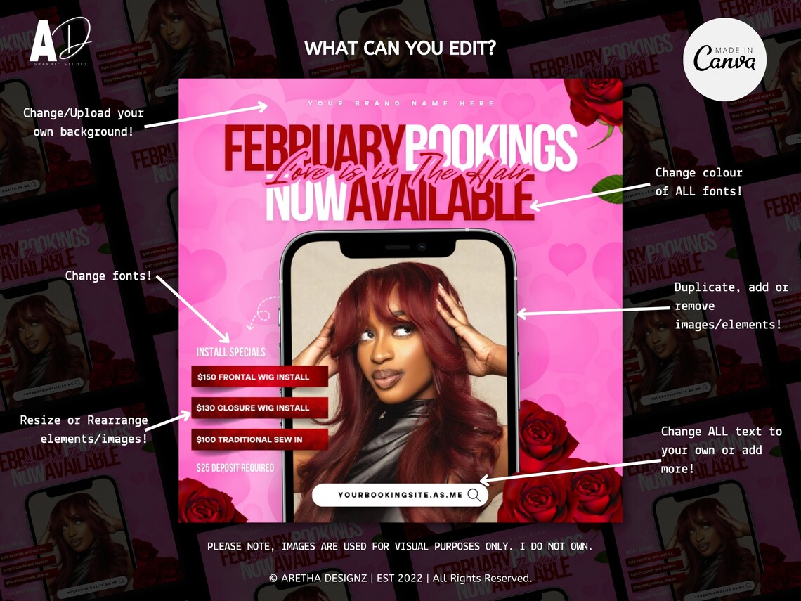 February Booking Install Flyer Valentines Appointments, Book Now ...
