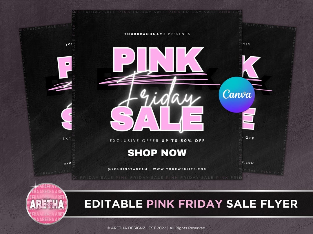Editable Pink Friday Sale Flyer Social Media Flyer, Black Friday E ...