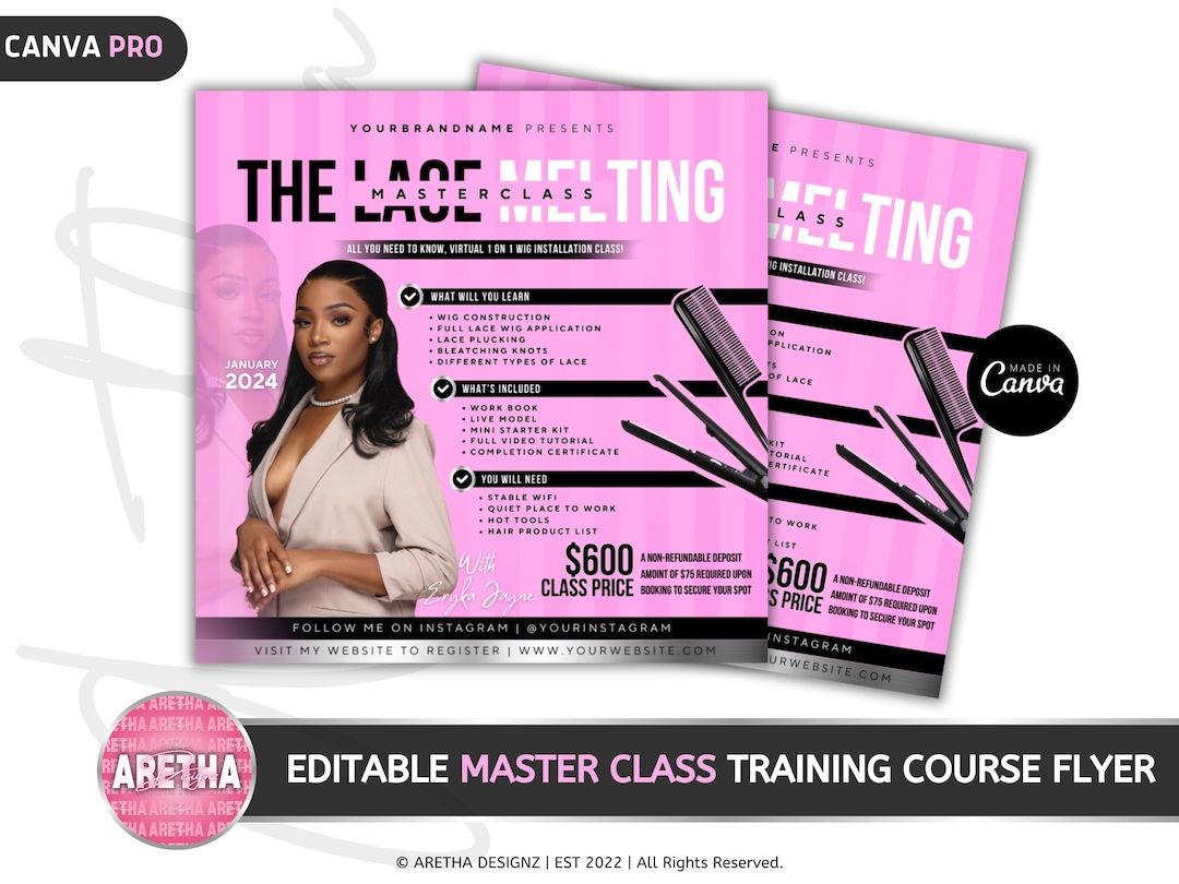 Editable 1 on 1 Lace Masterclass Flyer Template Group Class Flyer ...