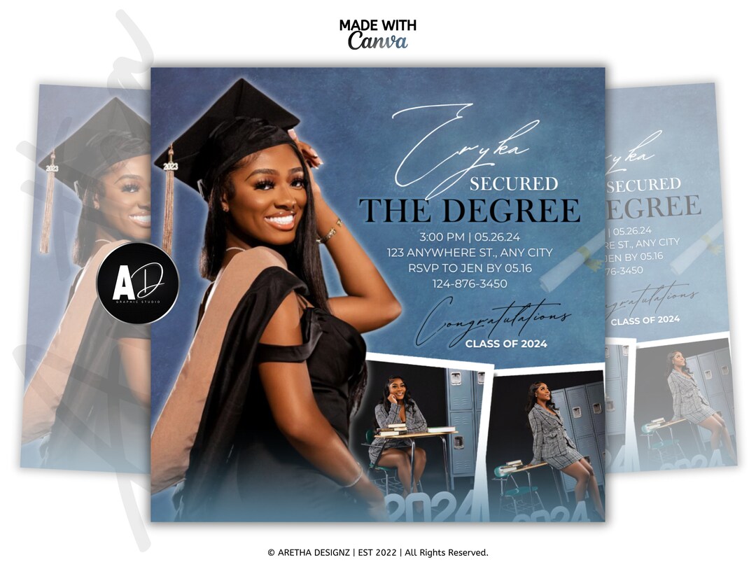 Editable Graduation Invitation Flyer | Graduation Party, Class of 2024 ...