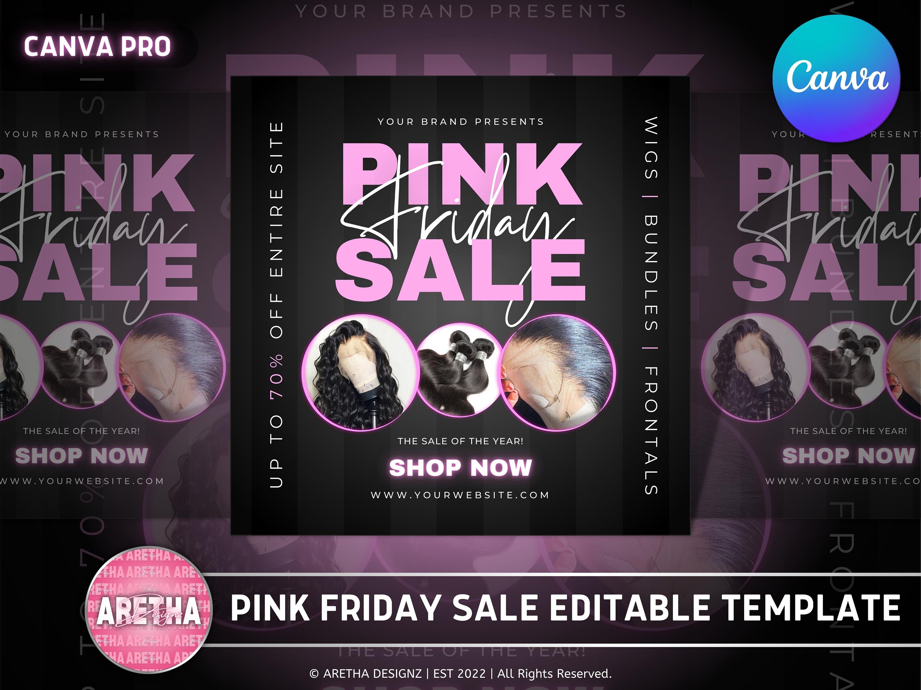 Editable Pink Friday Sale Flyer Black Friday Sale Template - Etsy
