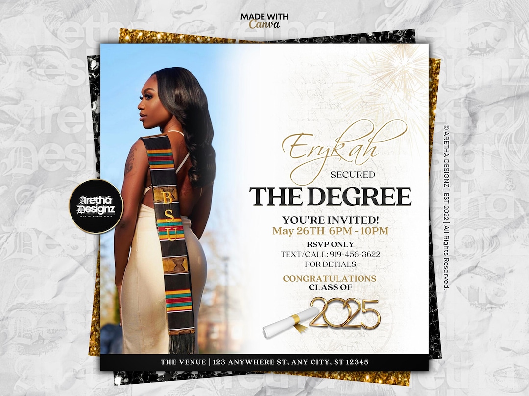 Editable Graduation Party Invitation Flyer: Class of 2024 (canva ...