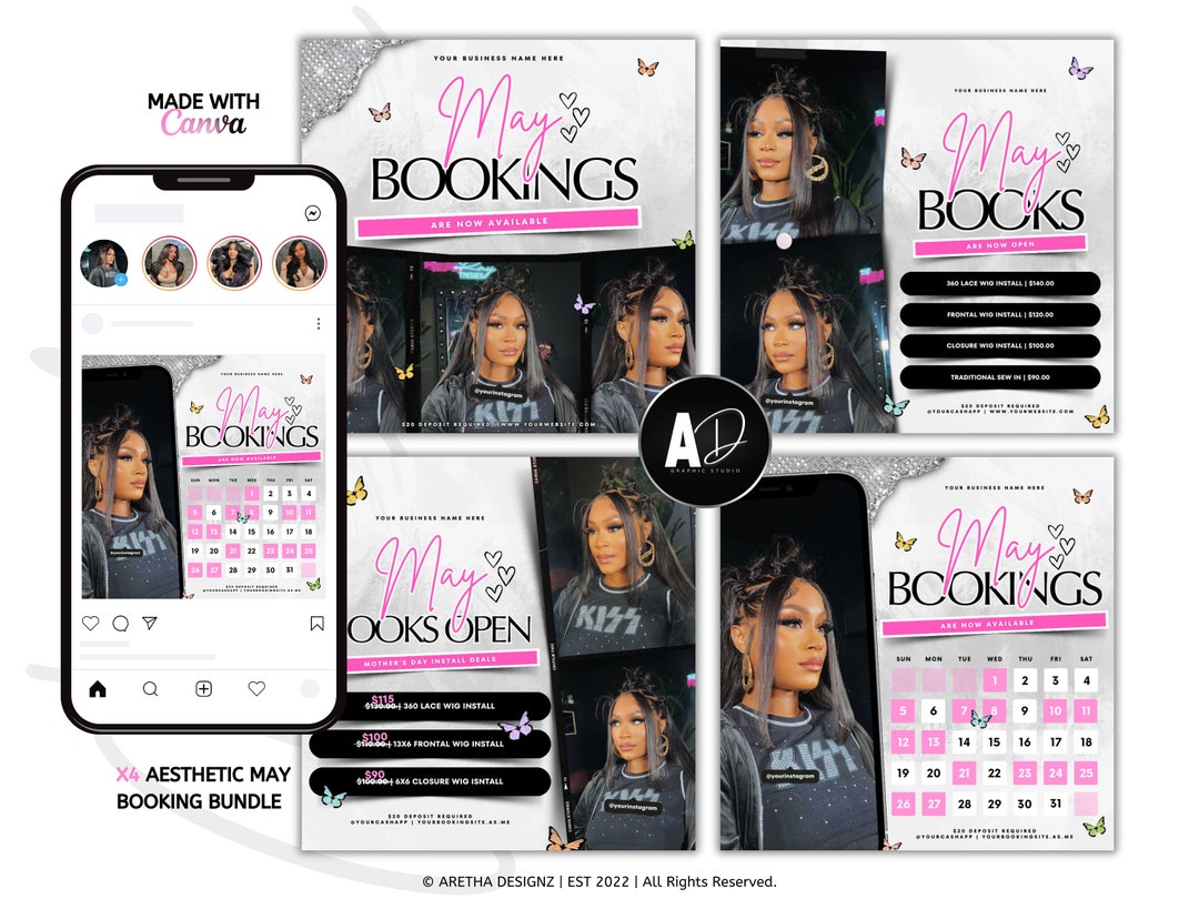 X4 May Booking Flyer May Flyer Bundle, Mother's Day Hair Deals, Spring ...