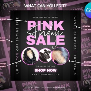 Editable Pink Friday Sale Flyer, Black Friday Sale Template, Flyer ...