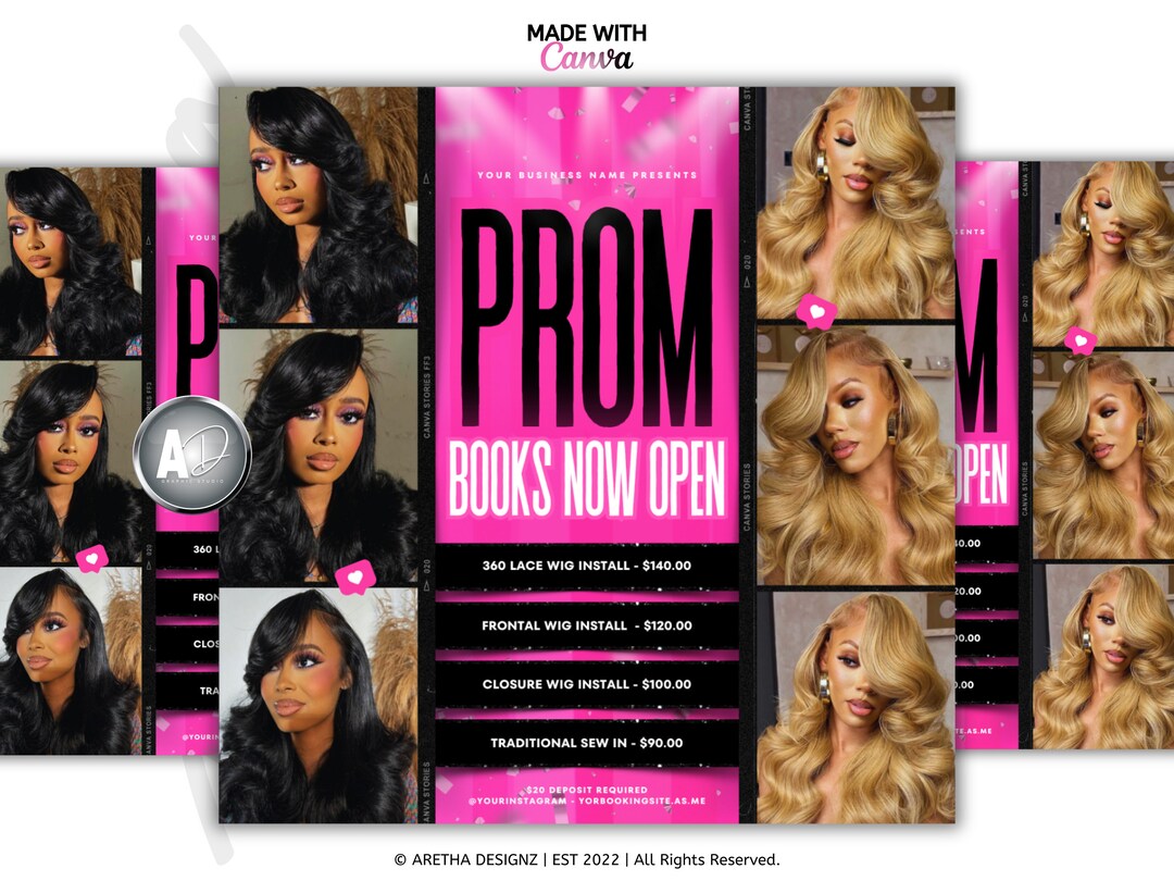 Prom Booking Flyer | Prom Season Flyer, Prom Specials, May Install ...