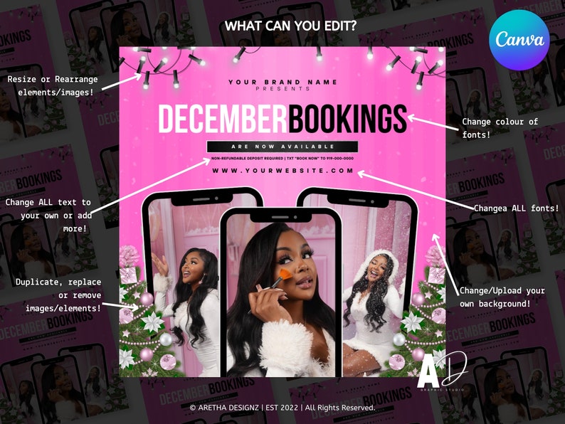 December Booking Flyer Christmas Appointments Available - Etsy