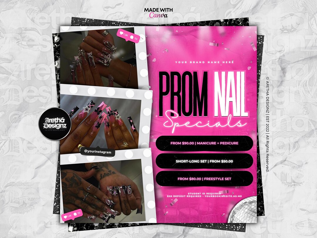 Prom Booking Flyer | Prom Season Flyer Prom Specials Prom Nail Flyer ...