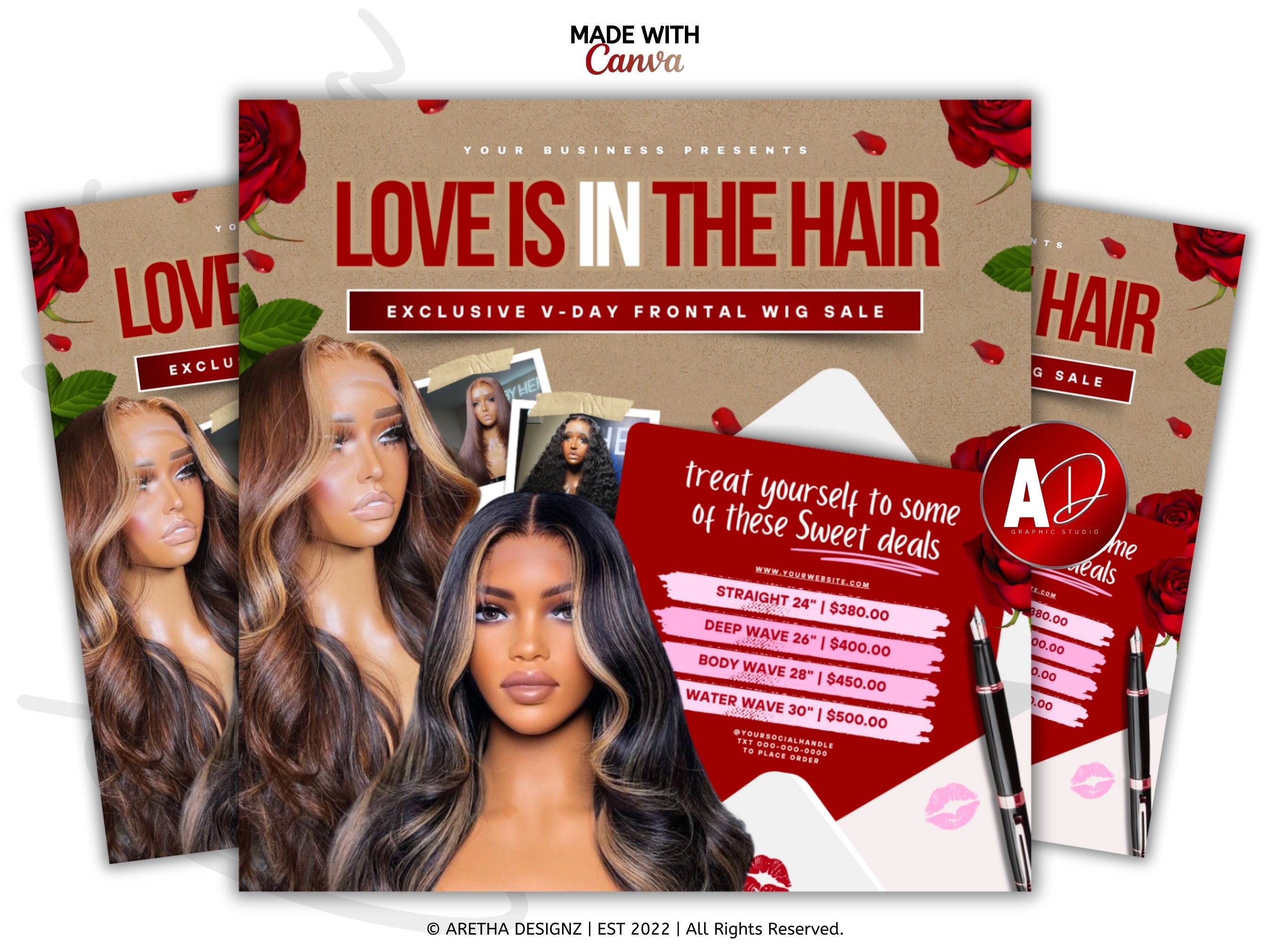 February Wig Sale Price List Template Valentines Day Hair Specials ...