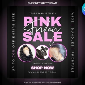 Editable Pink Friday Sale Flyer, Black Friday Sale Template, Flyer ...
