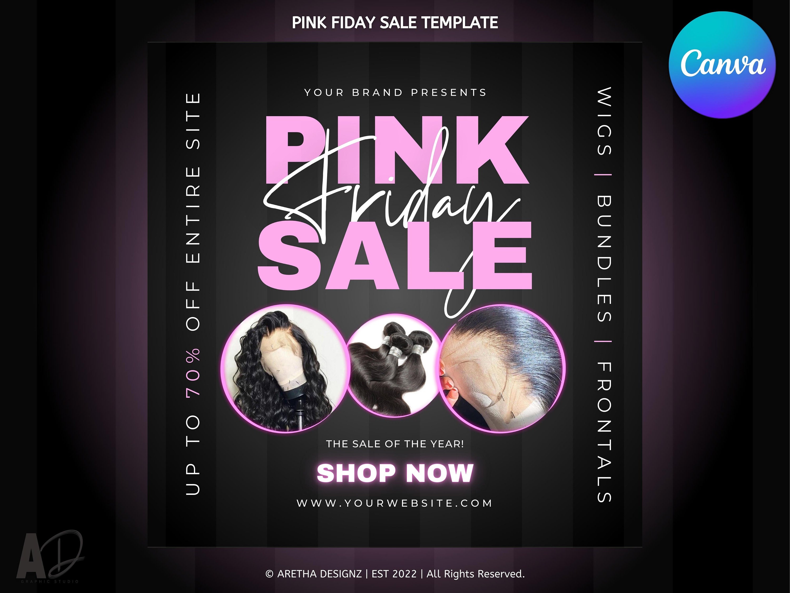 Editable Pink Friday Sale Flyer Black Friday Sale Template - Etsy