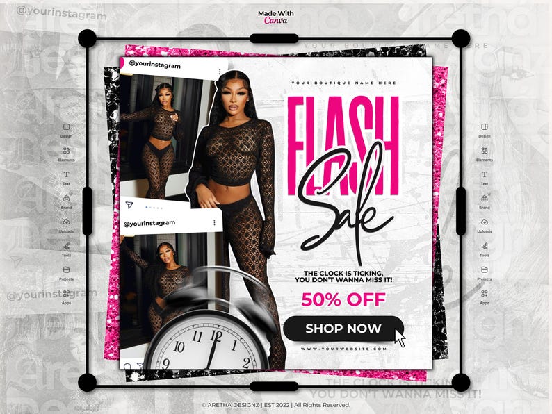 Boutique Flash Sale Flyer | Clothing Brand Template (canva) - Etsy