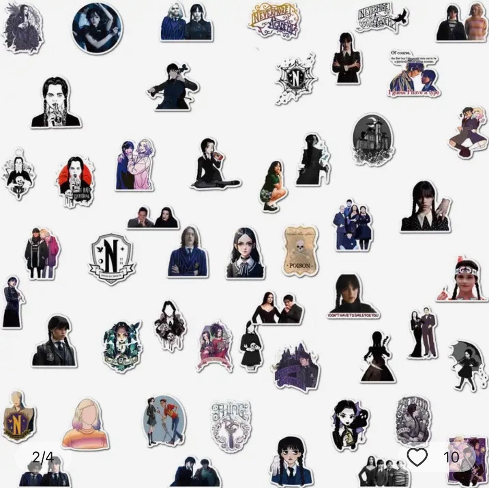 Wednesday Inspired Sticker Set, Addams Stickers, Waterproof Laptop ...