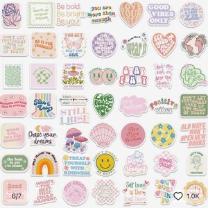 50 Cute Positive Motivational Stickers, Retro Sticker Pack, Hydroflask ...