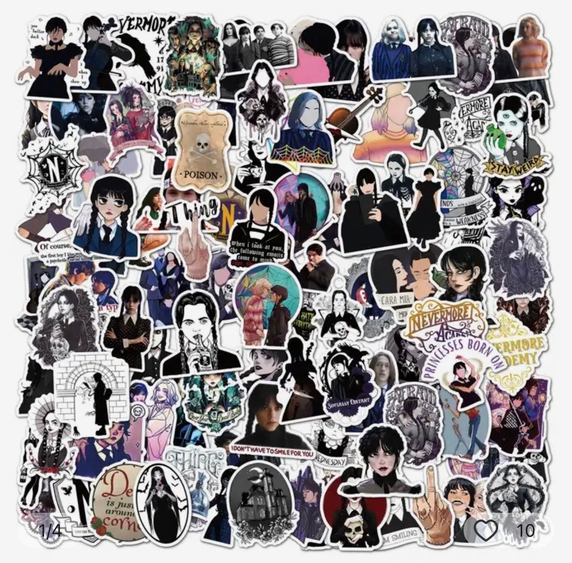 Wednesday Inspired Sticker Set, Addams Stickers, Waterproof Laptop ...