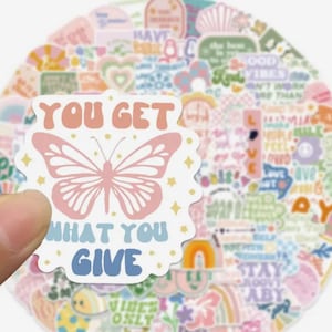 50 Cute Positive Motivational Stickers, Retro Sticker Pack, Hydroflask ...