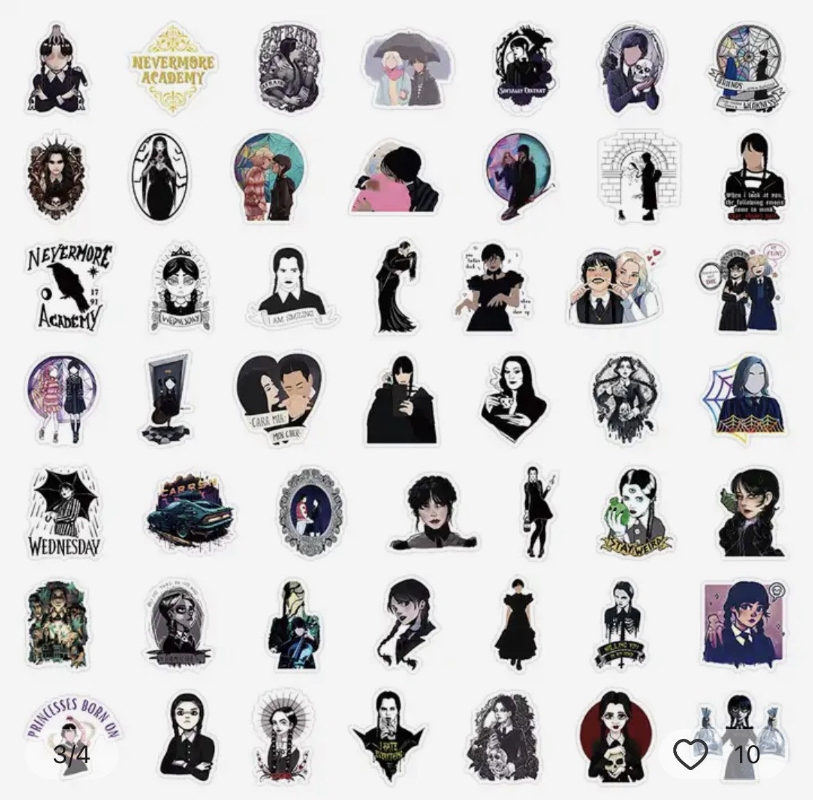 Wednesday Inspired Sticker Set, Addams Stickers, Waterproof Laptop ...