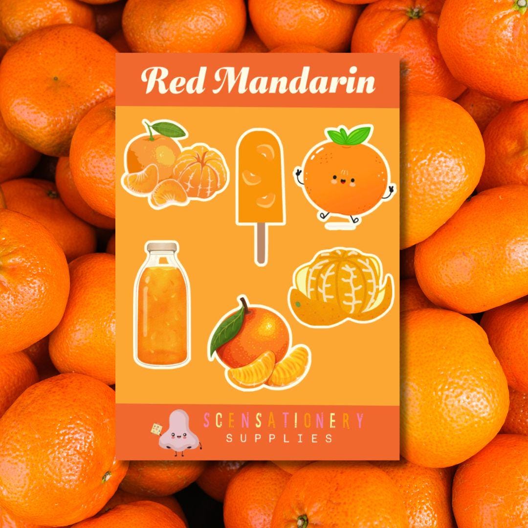 Red Mandarin Scented Sticker Sheet - Etsy