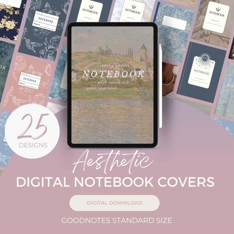 25 Aesthetic Digital Notebook Covers for Goodnotes Digital Journaling ...