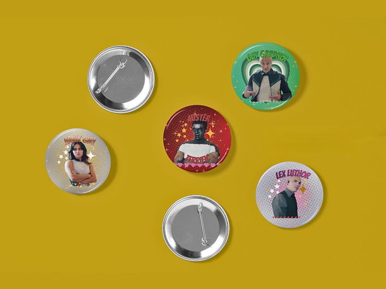 DCU Superman 2025 58mm 2.28in Button Pins Clark Kent Lois Lane Hawk ...