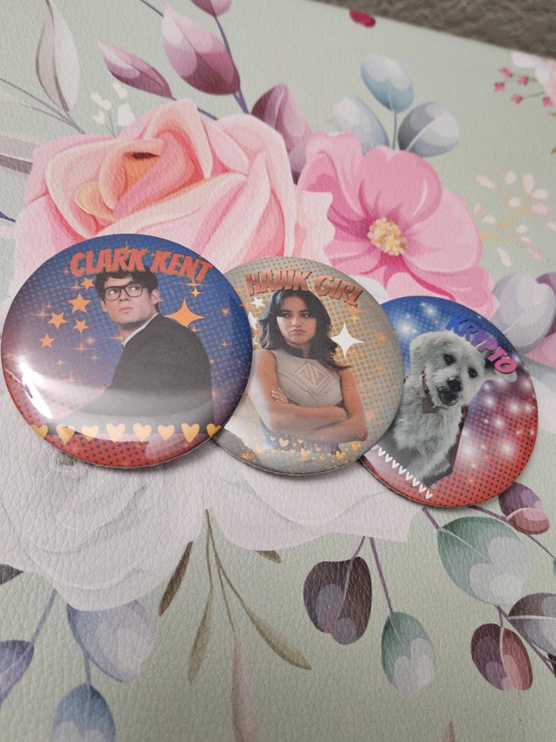 DCU Superman 2025 58mm 2.28in Button Pins Clark Kent Lois Lane Hawk Girl Mister Terrific Guy ...