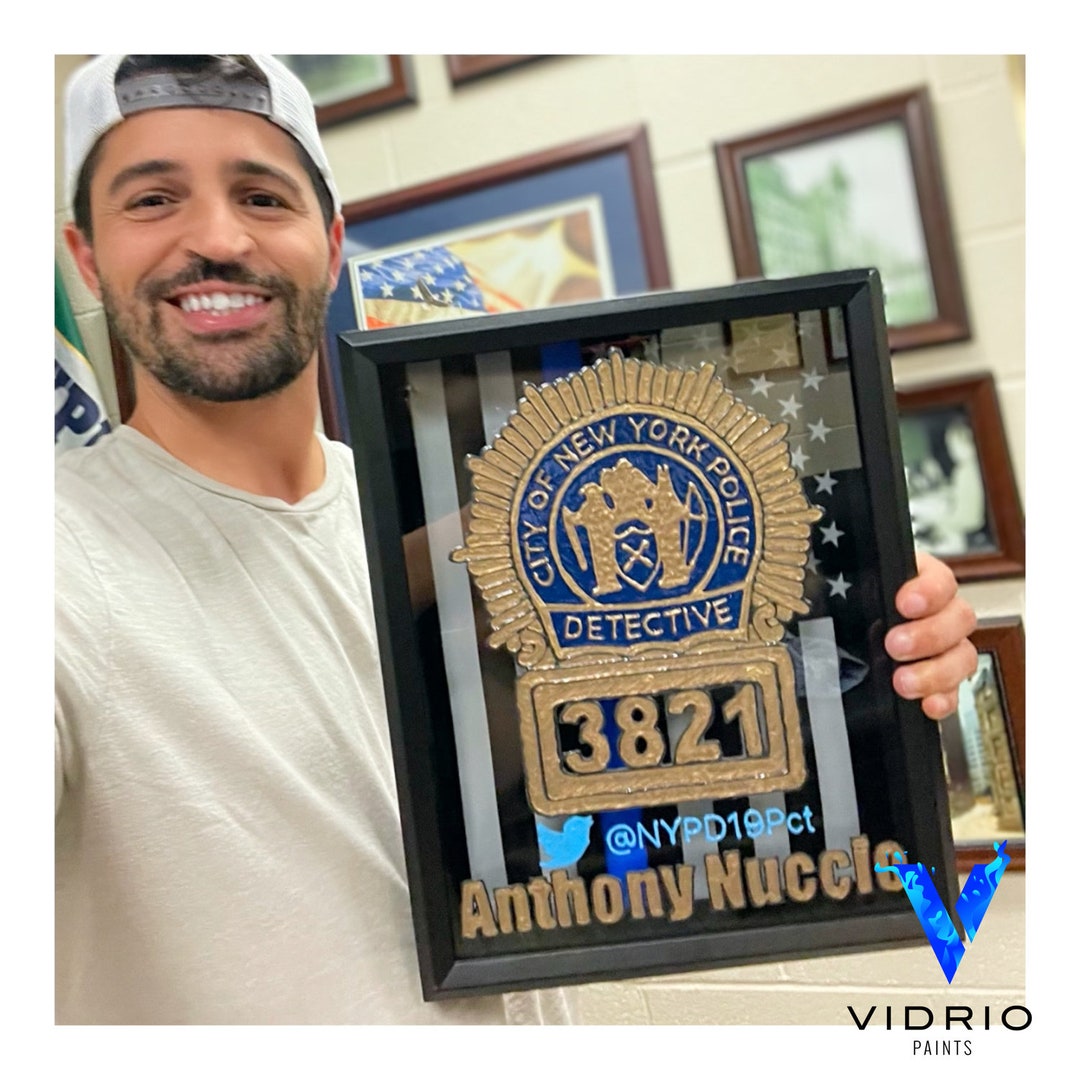 Detective Shield Custom Painting on 11x14 Size Shadow Box Frame - Etsy