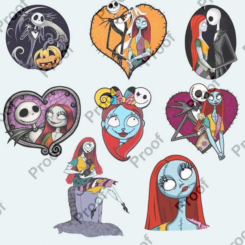8 Halloween Sally and Jack PNG CLIP ART Digital Stickers , Transparent ...