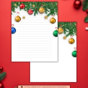 A4 & A5 Lined and Unlined Christmas Printable Paper, Festive Writing ...