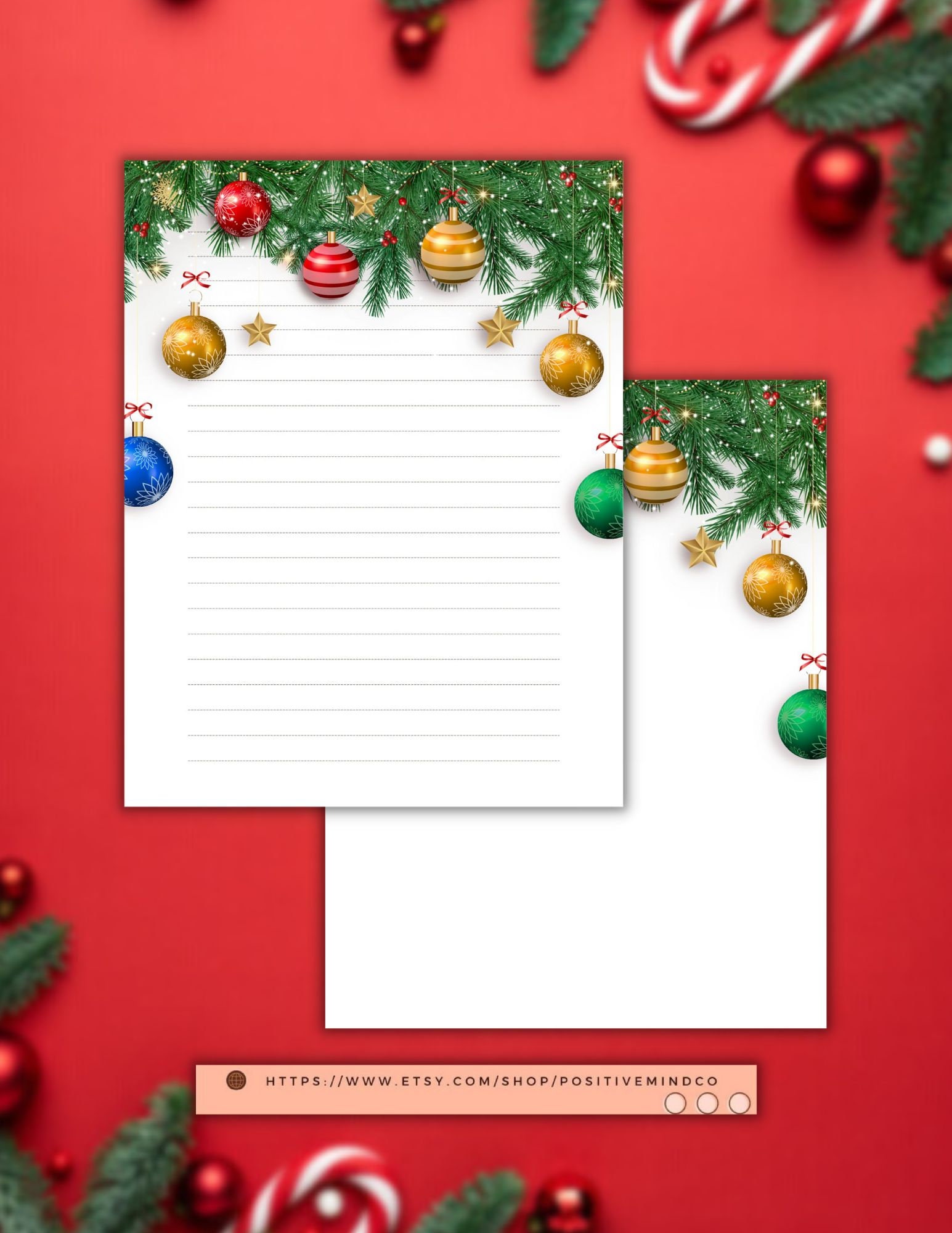 A4 & A5 Lined and Unlined Christmas Printable Paper, Festive Writing ...