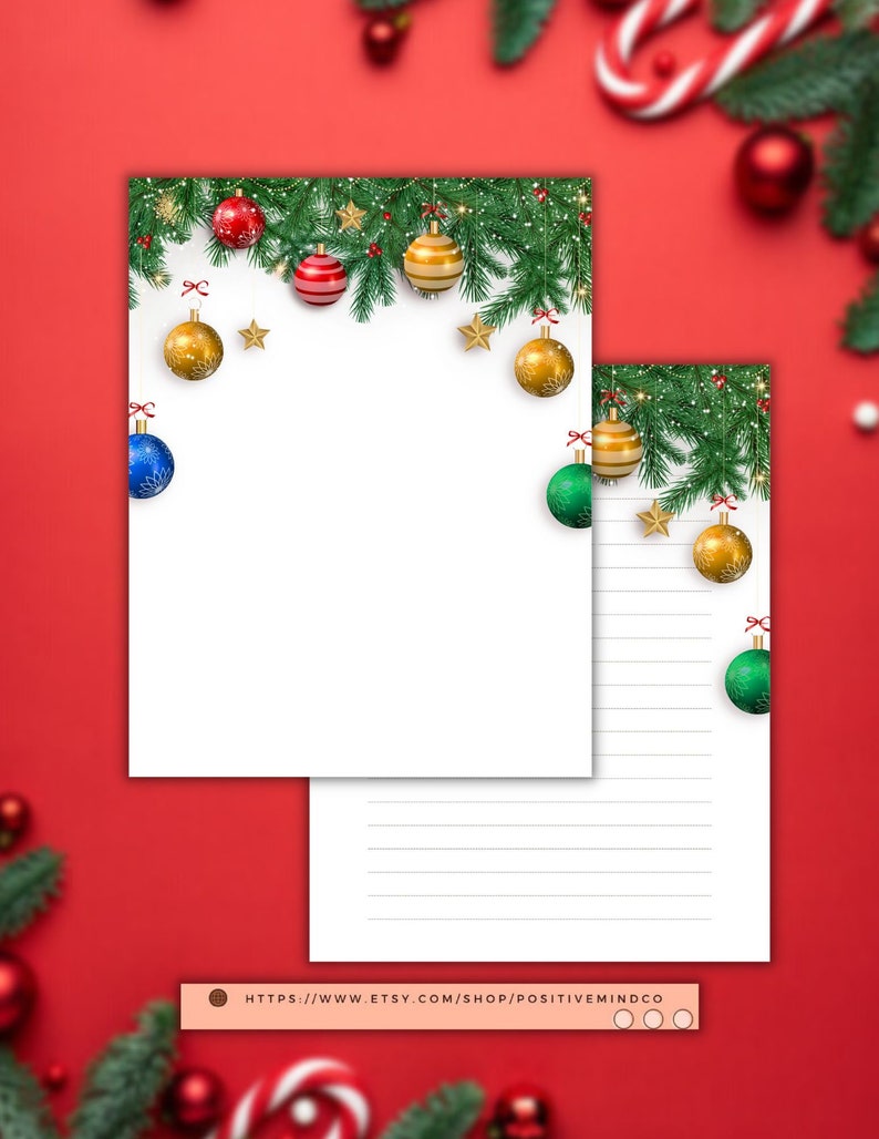 A4 & A5 Lined and Unlined Christmas Printable Paper, Festive Writing ...