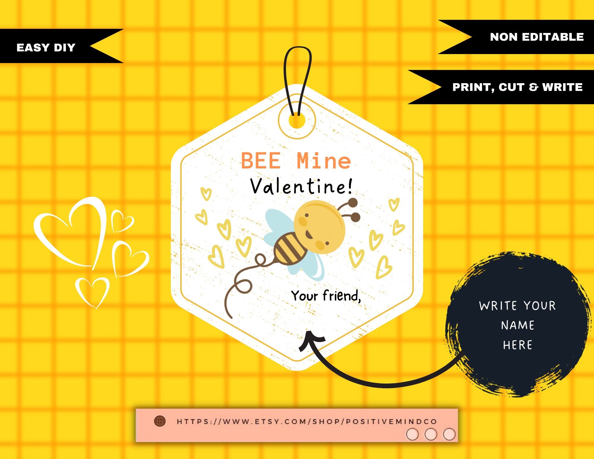 4 Design of Bee Valentine Gift Tags, DIY Valentine, Printable Valentine ...