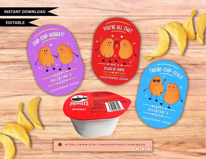 Chips Kids Valentines Printable for Pringles Snack Size Chips, Kids ...