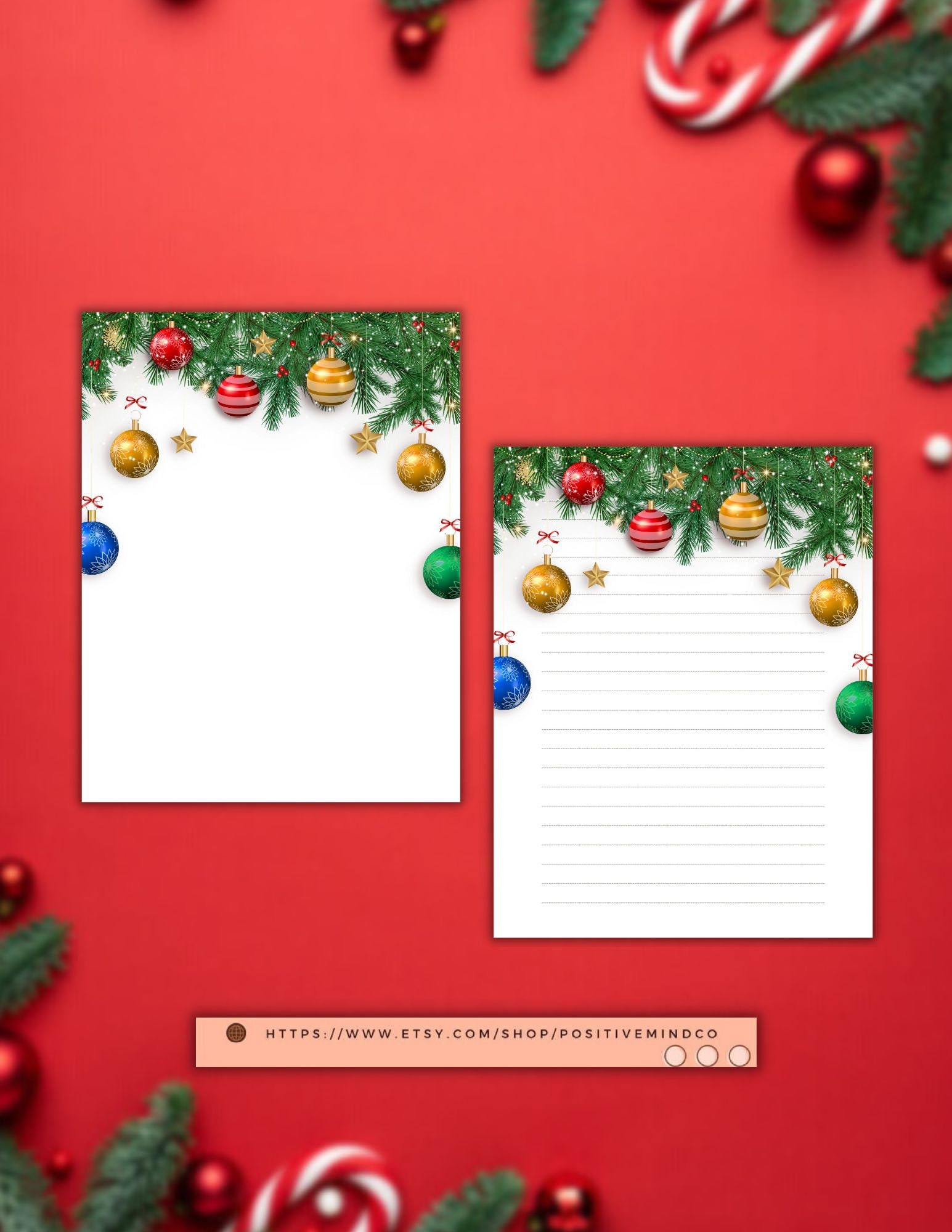 A4 & A5 Lined and Unlined Christmas Printable Paper, Festive Writing ...