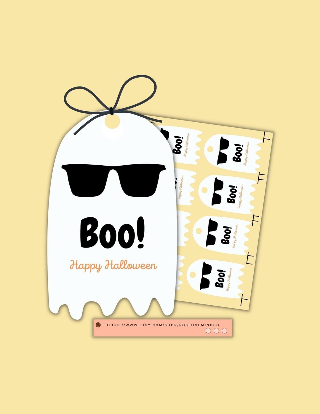 PRINTABLE BOO Happy Halloween Cute Ghost Gift Tag, Halloween Printable ...