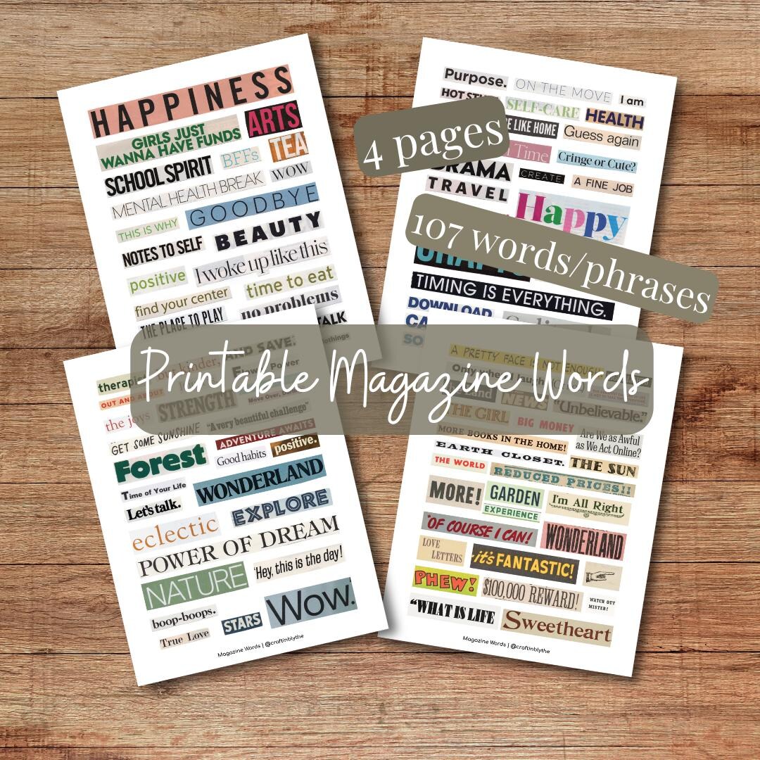 Printable Magazine Cutout Words | Junk Journal Ephemera (digital ...
